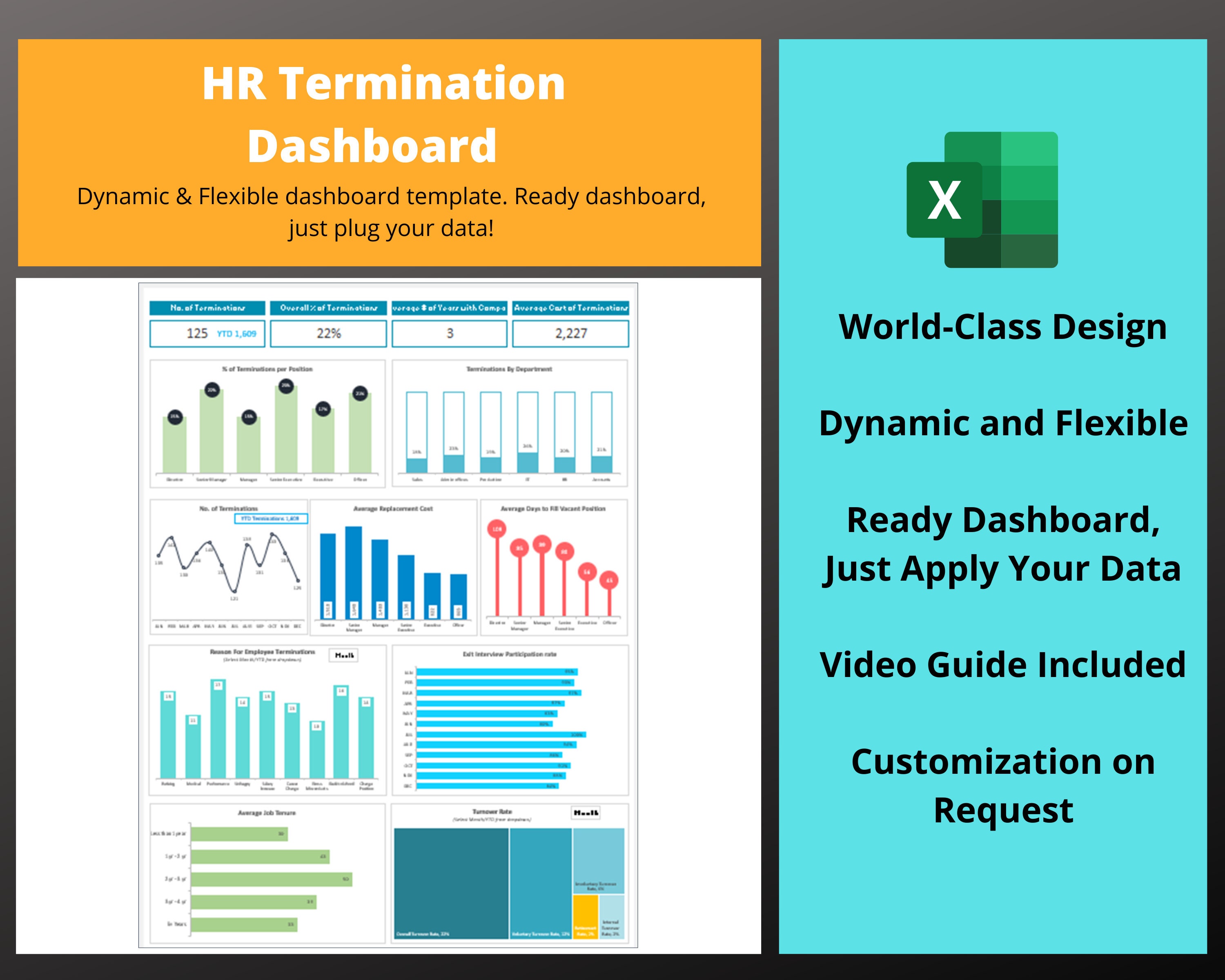 HR Termination Dashboard - Excel Template, Google Sheets Template | HR ...