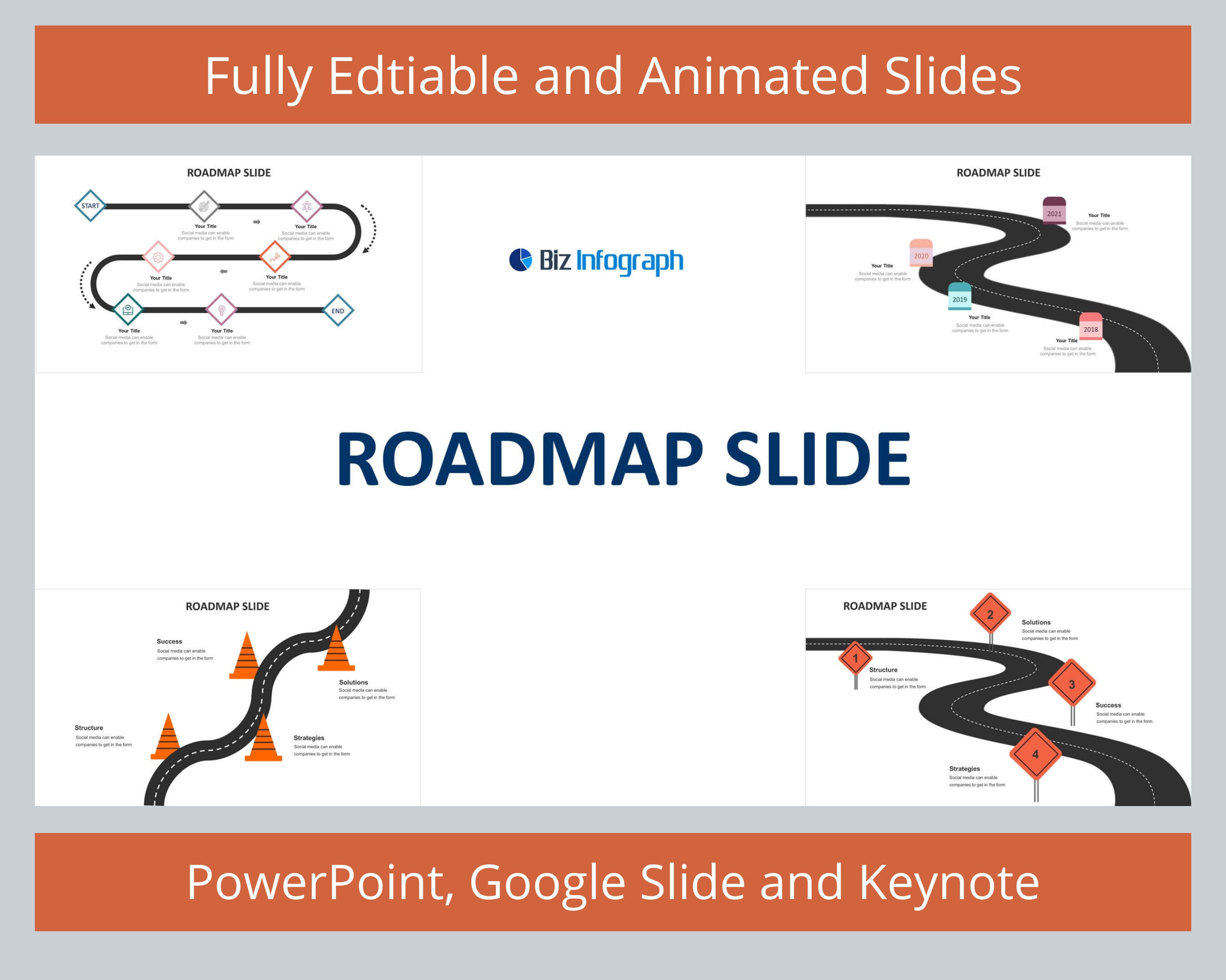 Roadmap Slide Infographic Templates Diagram for PowerPoint | Etsy