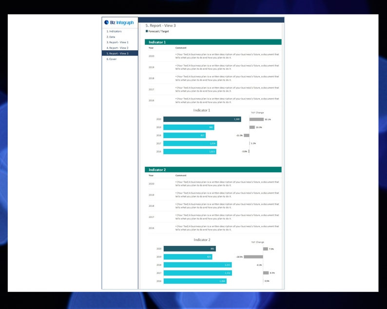 Yearly Comparison Excel Template | Financial Dashboard Package ...