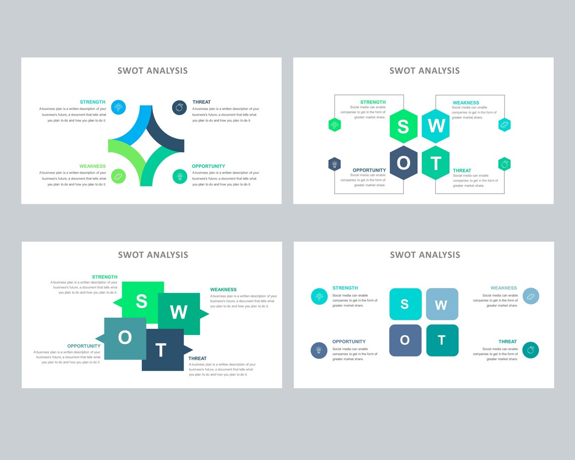 SWOT Slide Infographic Templates Diagram for PowerPoint | Etsy
