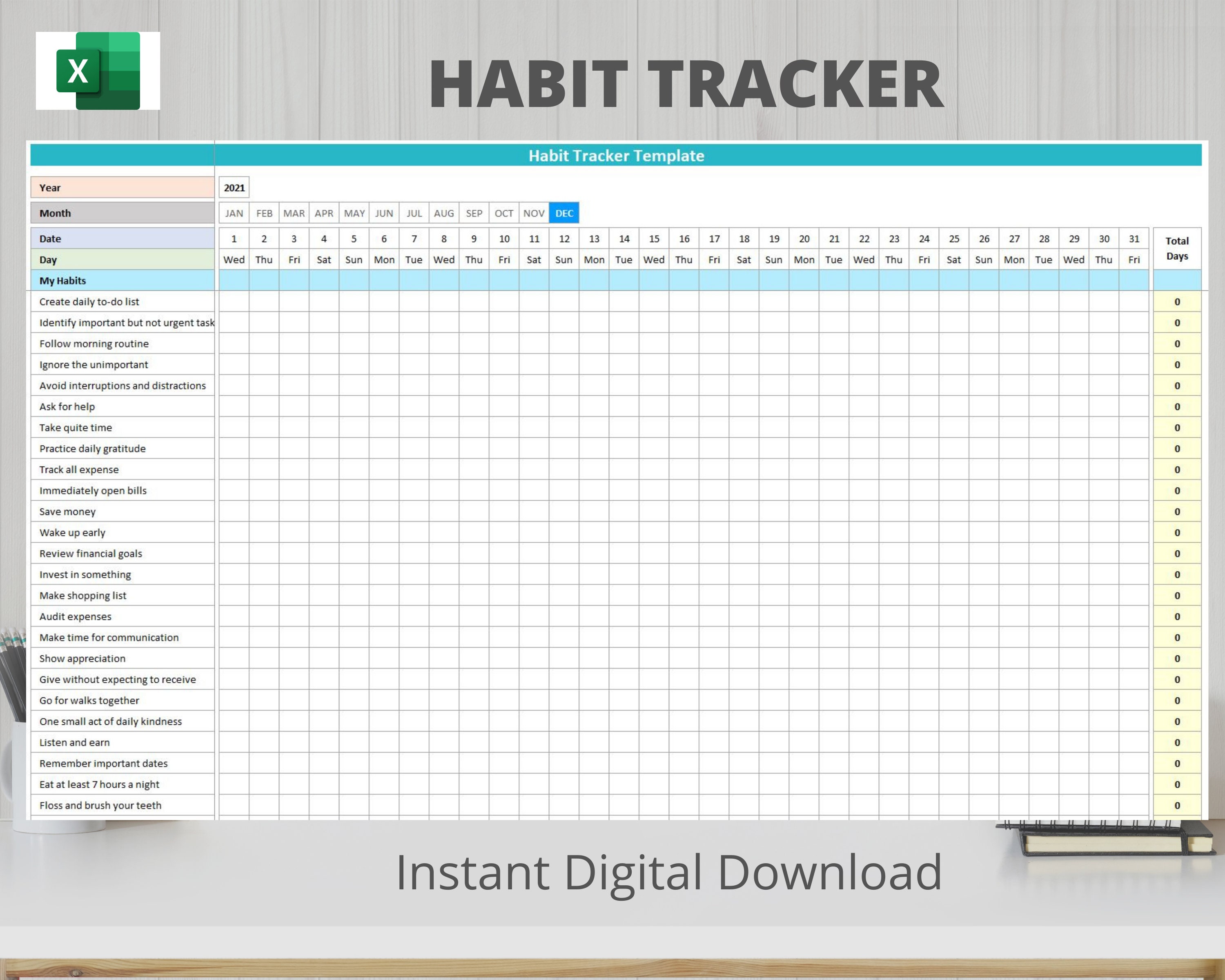 Habit Tracker | Daily Habit Tracker | Digital Habit Tracker | Monthly ...