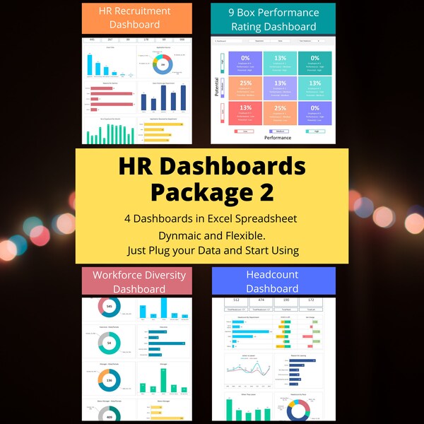 Hr Dashboard Template Excel - Etsy