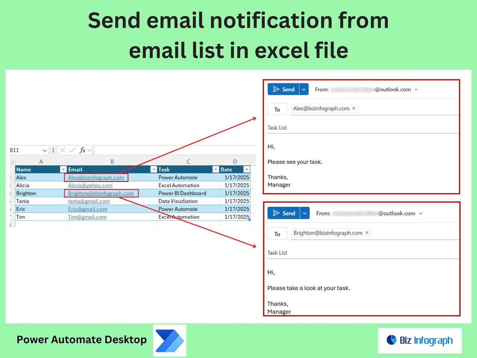 Send Multiple Emails From Email List in Excel File - Etsy