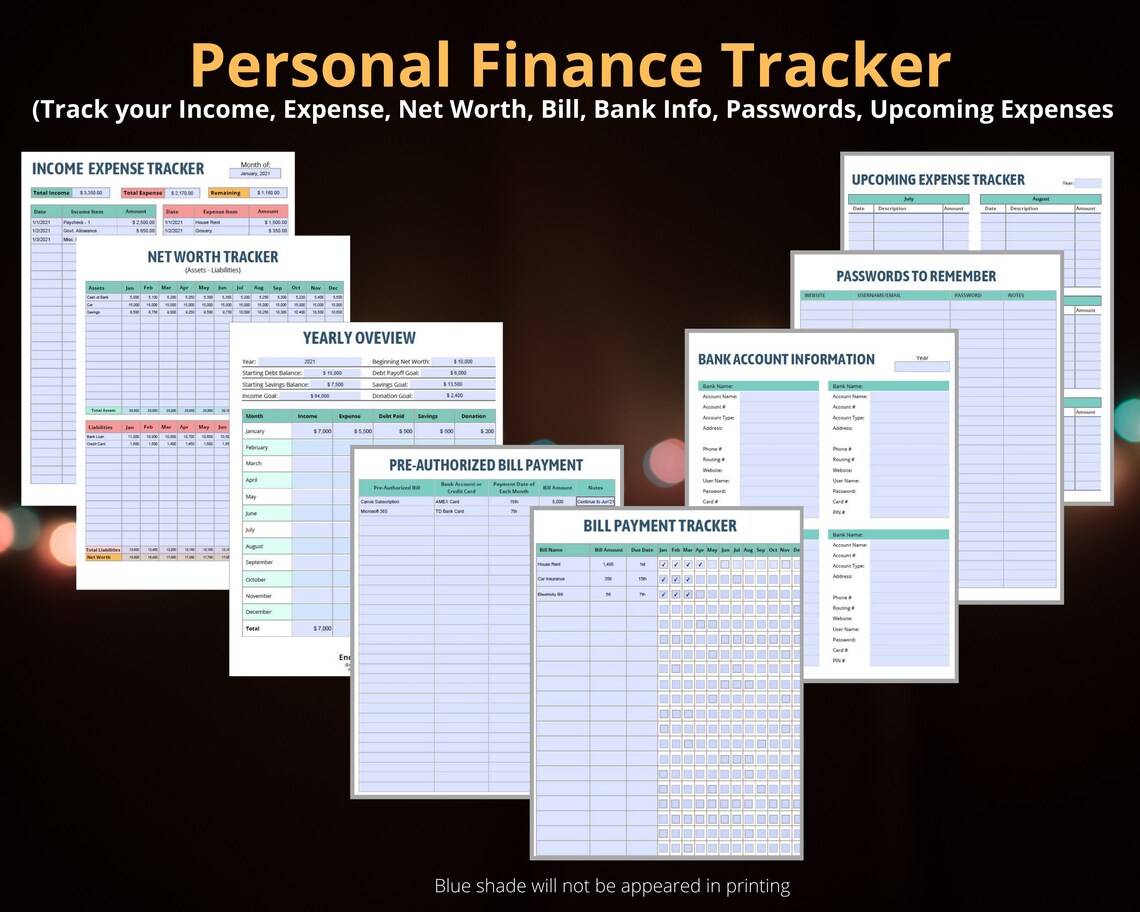 Personal Finance Tracker Personal Finance Dashboard - Etsy Canada