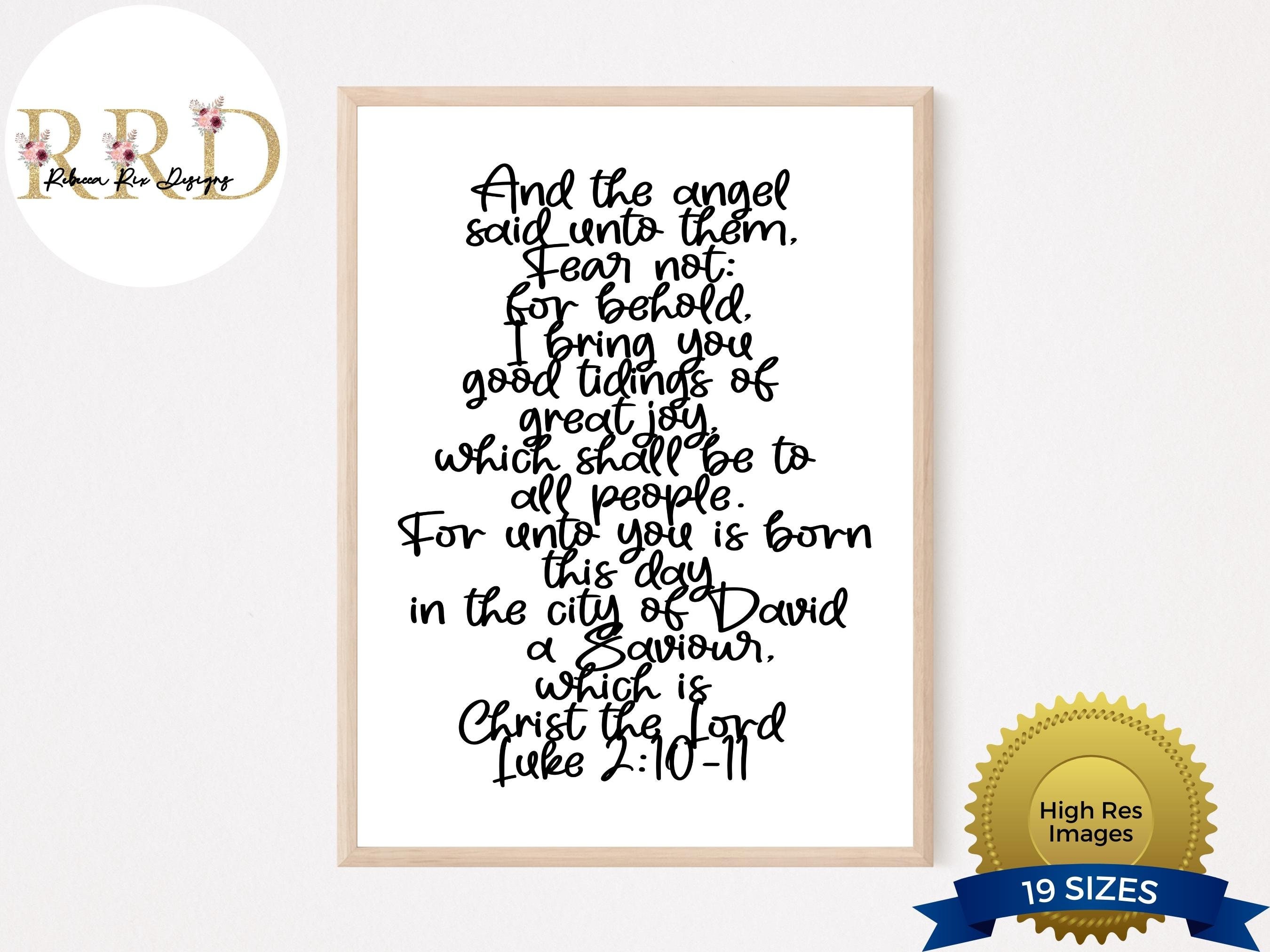 Luke 2 Printable Luke 2 10,11 Christian Christmas Wall Art Religious ...