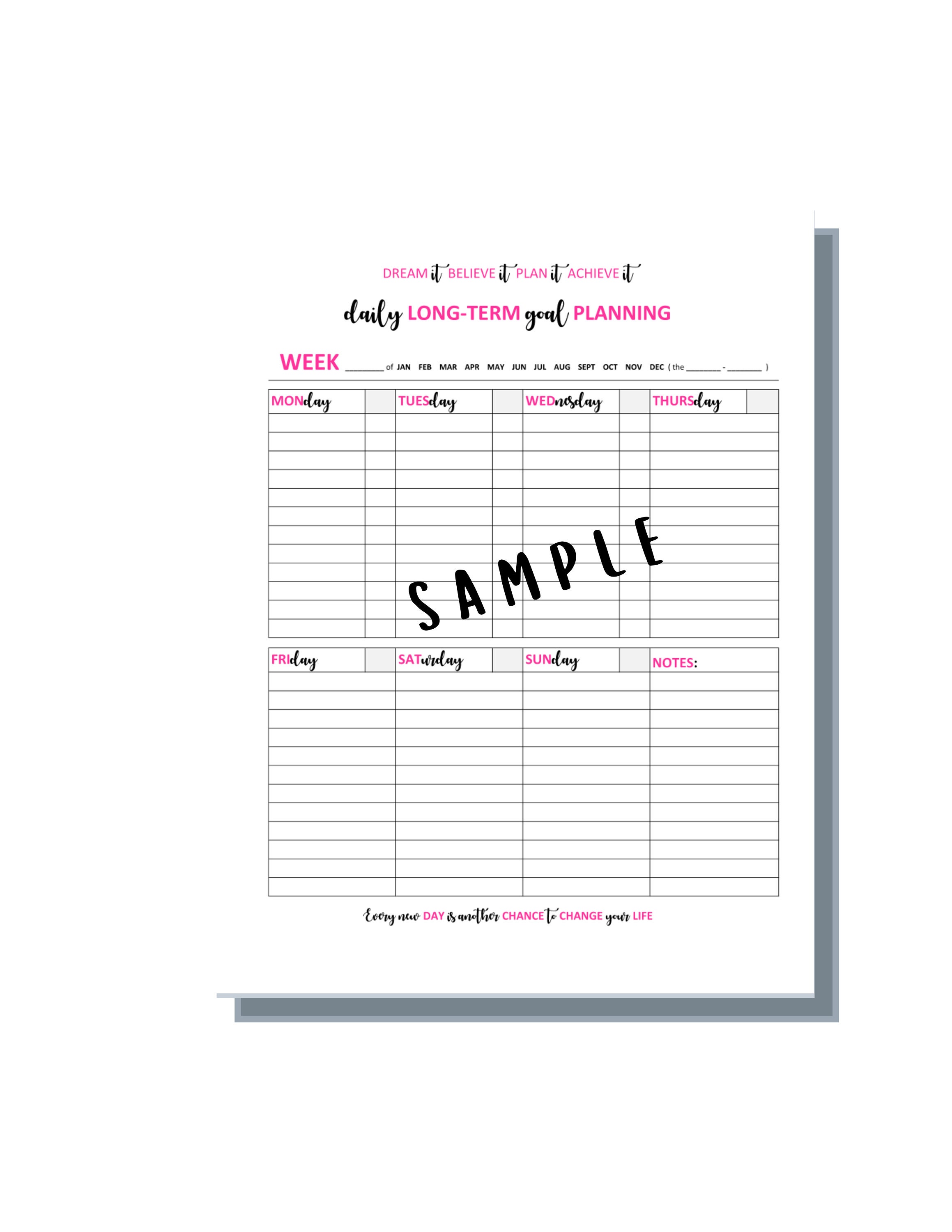 Goal Planner Printable Long Term Goal Tracker Goal Setting - Etsy
