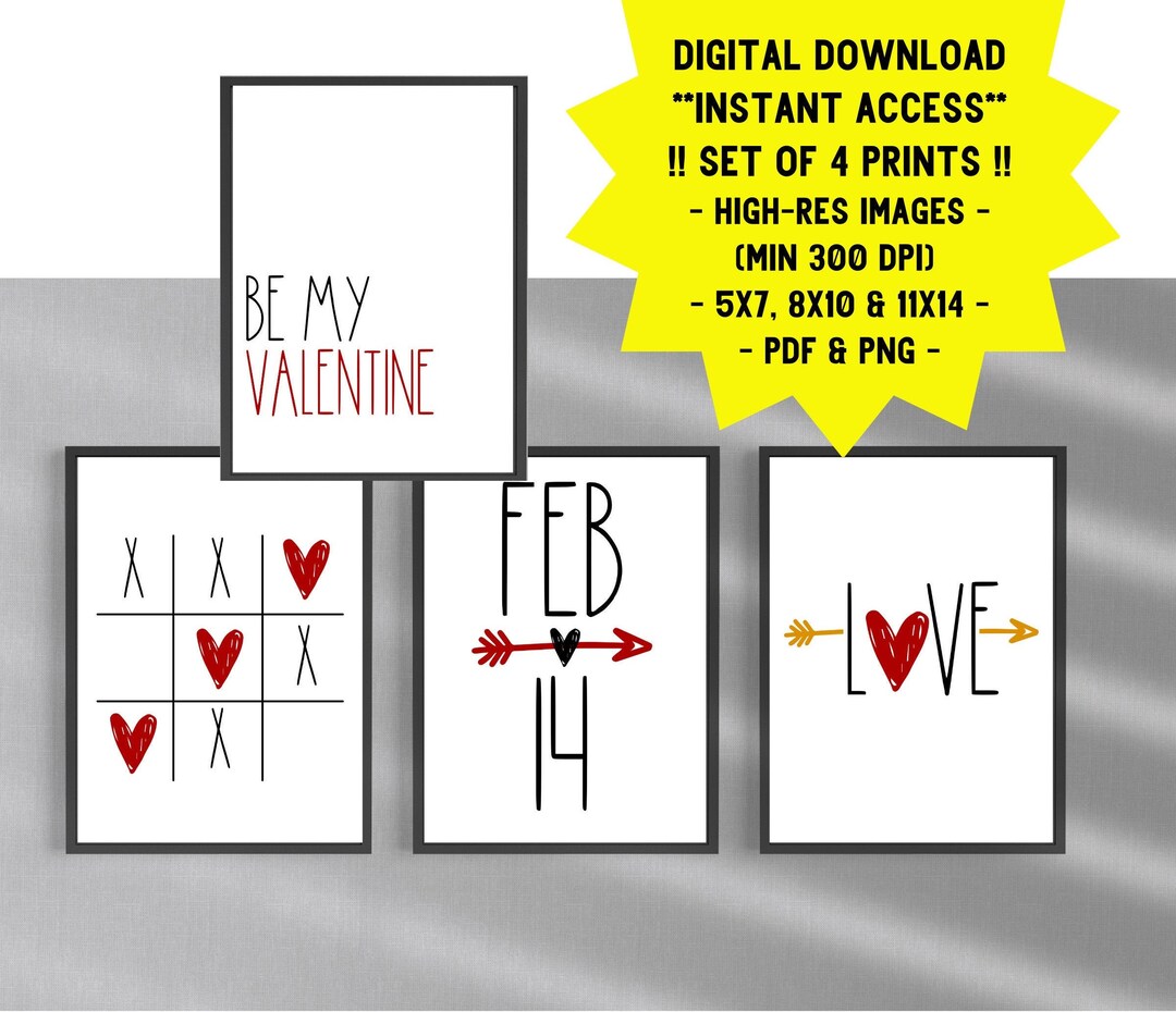 Valentine's Day Prints Set | Love, Hearts Decor (digital Download) - Etsy