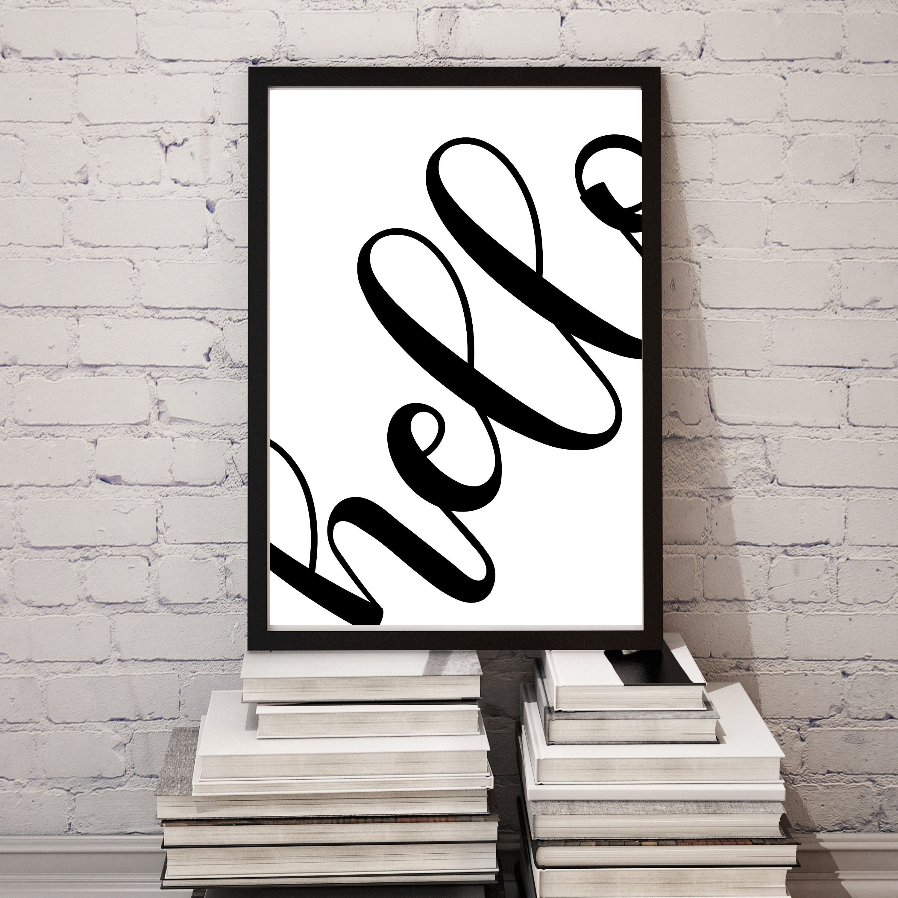 Hello in Cursive Minimalist Typography Printable Wall Art for - Etsy