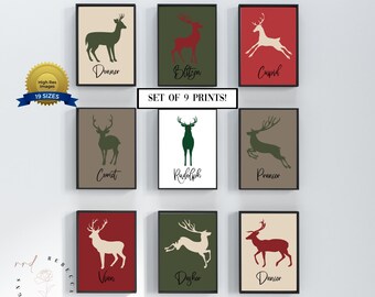 Christmas Set of 9 Prints, Christmas Artwork, Christmas Printable Art ...