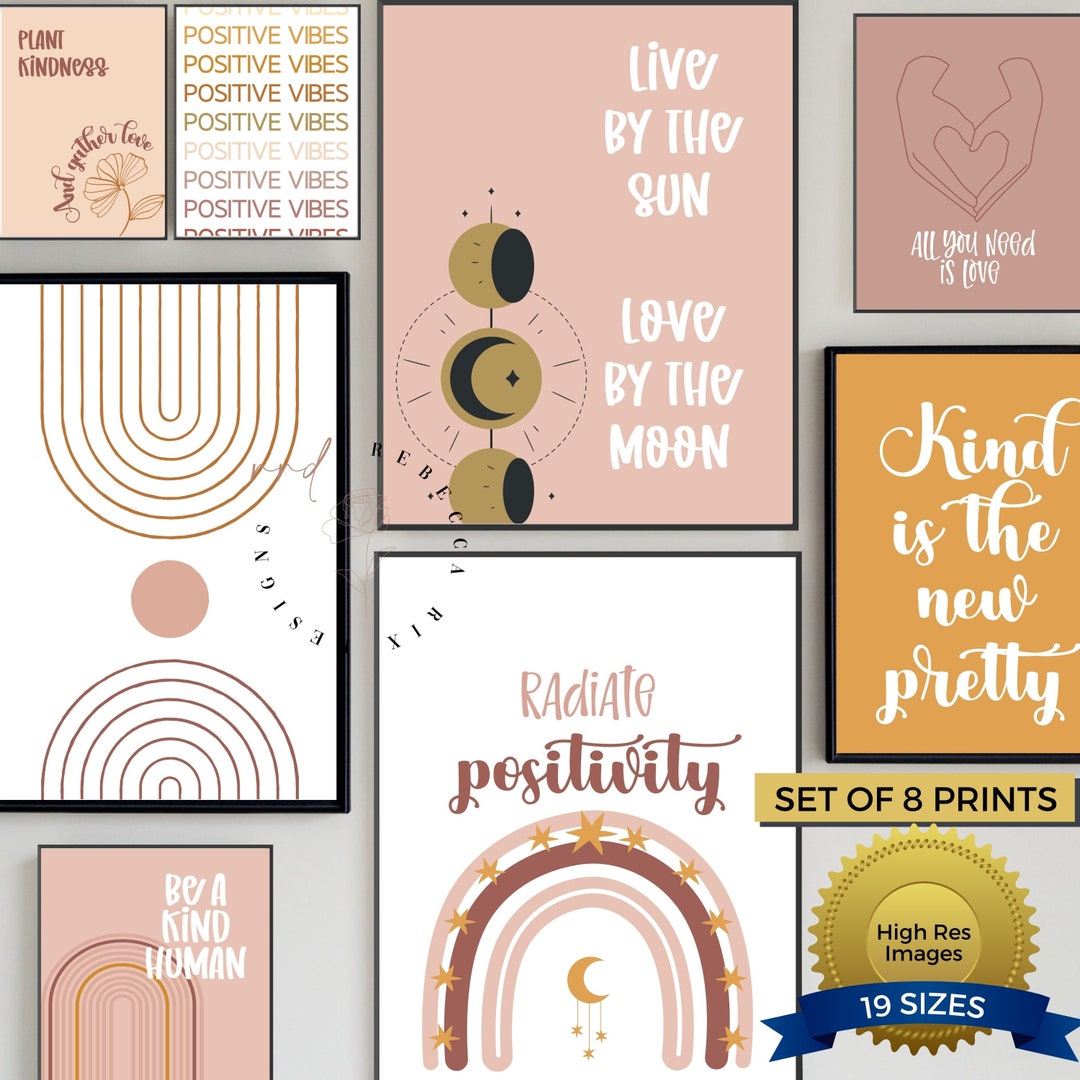 Boho Printable Wall Art Set of 8 Prints Inspirational Quotes Boho ...