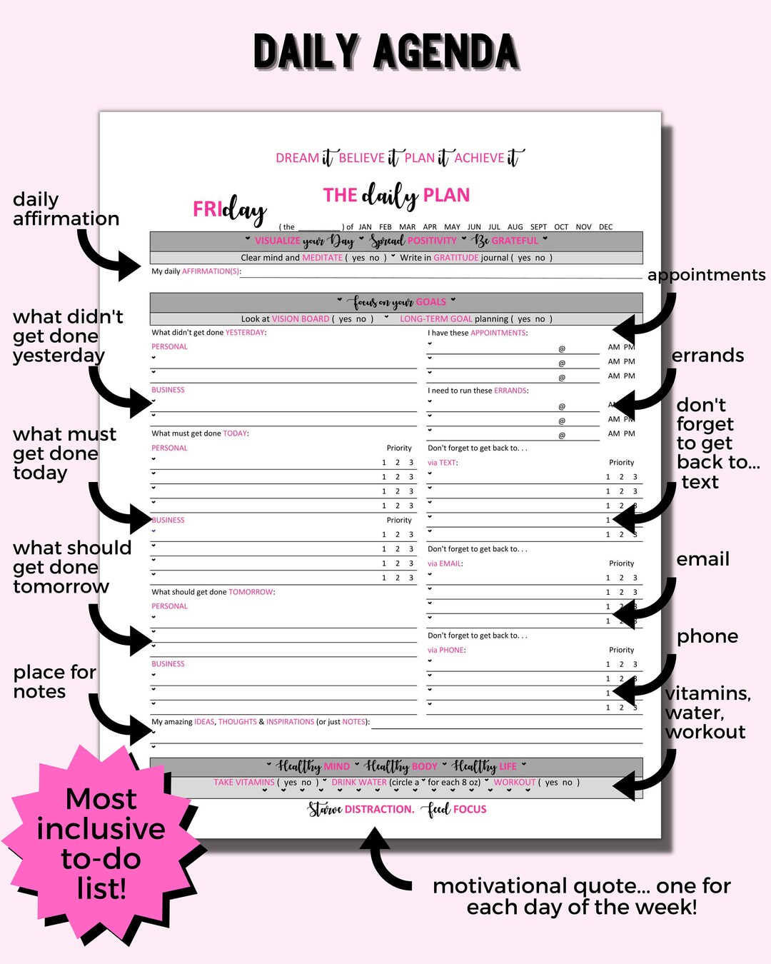 To Do List Printable Daily Planner Routine Schedule - Etsy