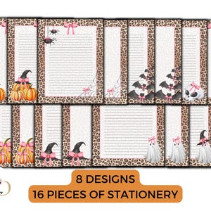 Printable Leopard Stationery Set With Pink Bows | Printable Halloween ...