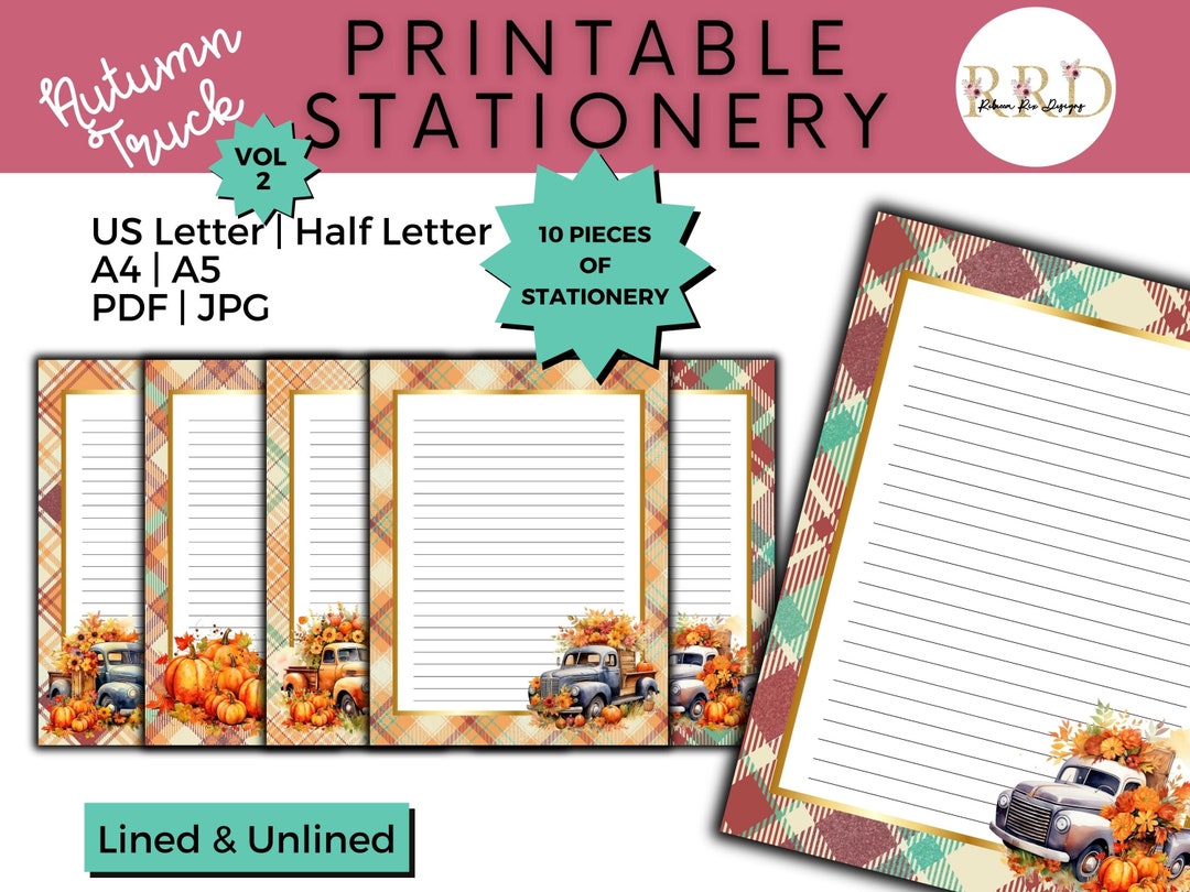 Autumn Stationery Printable Vol 2 | Fall Stationery Set | Digital ...
