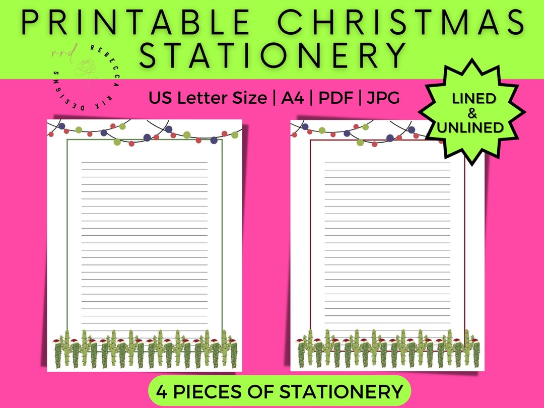 Printable Christmas Stationery | Cactus Holiday Letterhead | Holiday ...