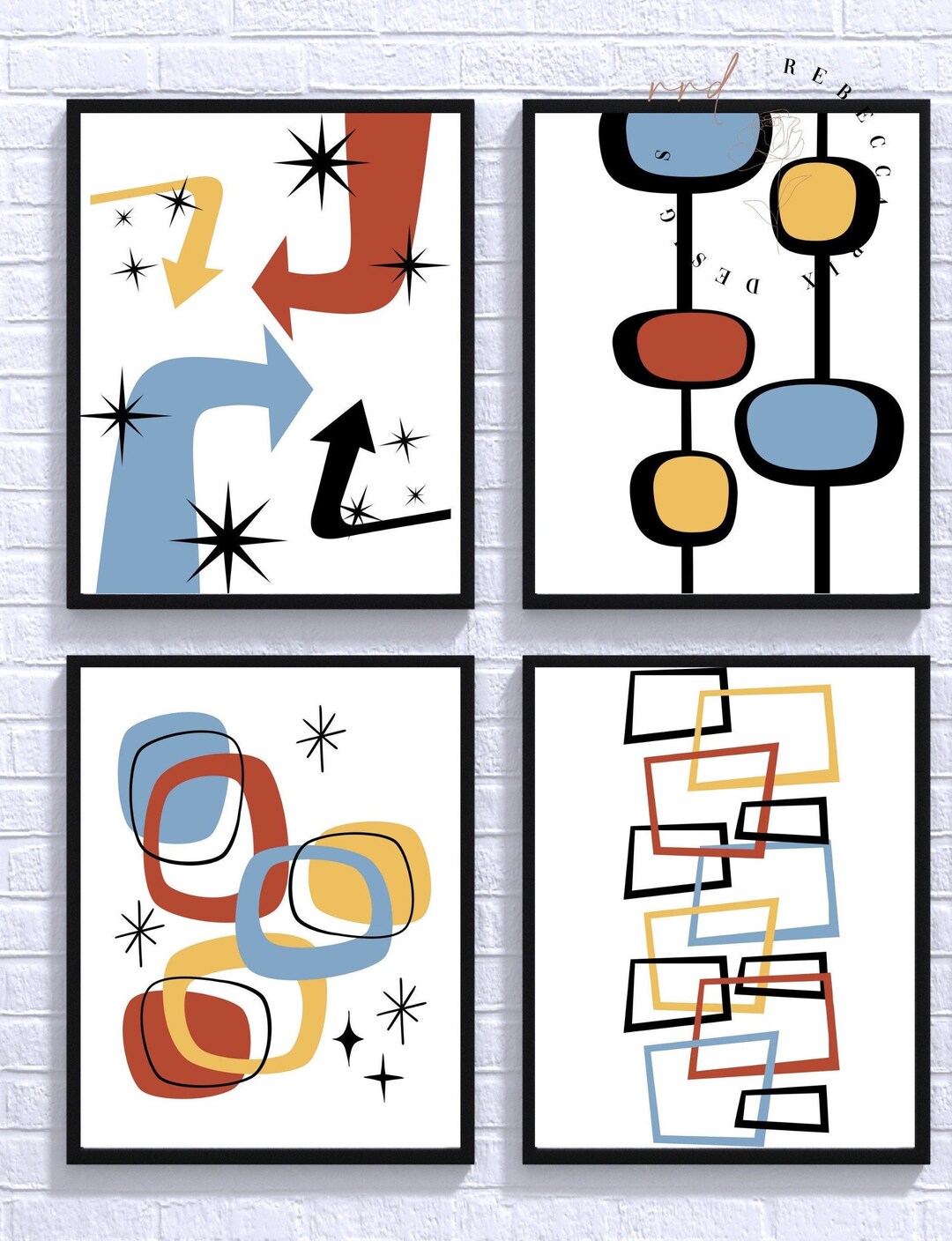 Mid Century Modern Printable Wall Art | Set of 4 Prints | Printable ...