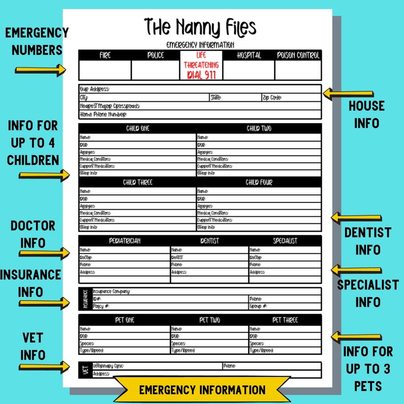 Nanny Binder Nanny Printable Nanny Log Book Babysitter - Etsy Canada