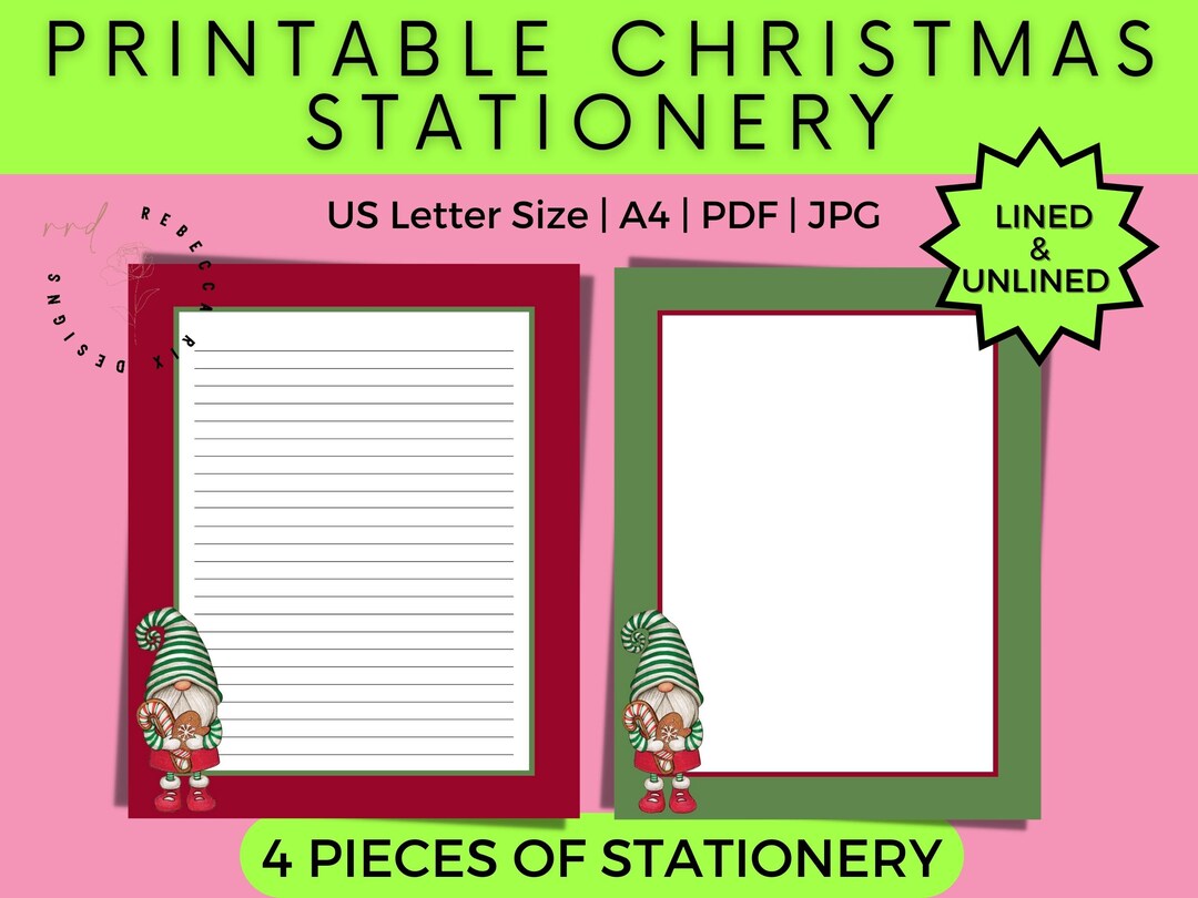 Gnome Christmas Stationery | Holiday Letter Paper (digital Download) - Etsy