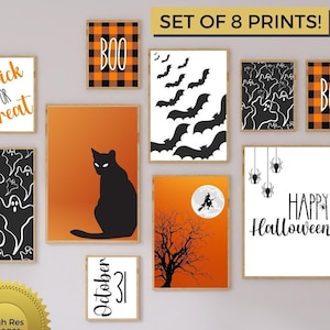 Halloween Prints Halloween Printable Wall Art Set of 8 Prints Halloween ...