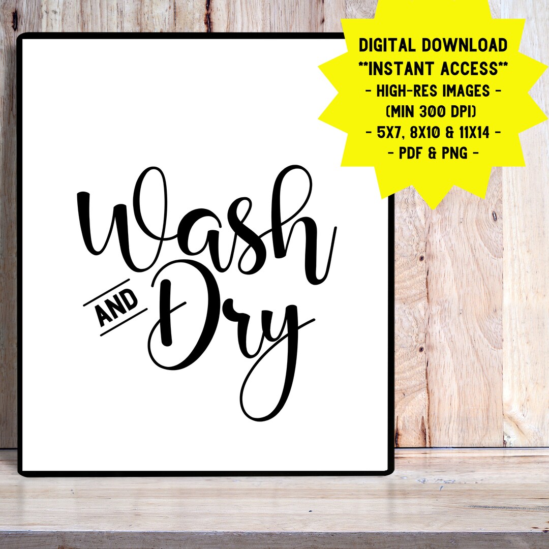Wash and Dry Laundry Room Sign | Modern Printable Art (digital Download ...