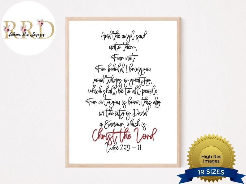 Luke 2 Printable Luke 2 10,11 Christian Christmas Wall Art Religious ...