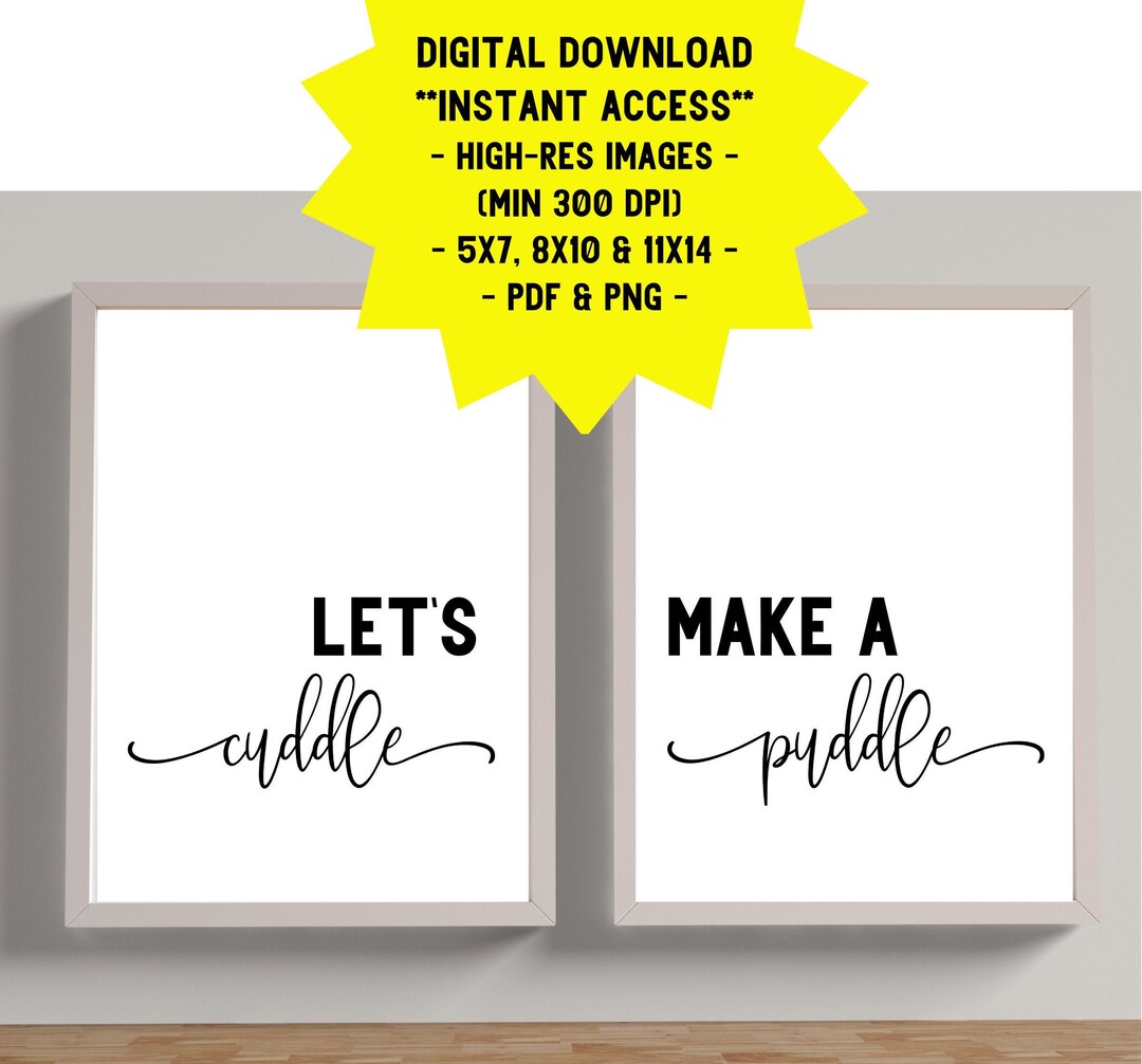 Lets Make A Cuddle Puddle Printable Wall Sign for Bedroom / Printable ...