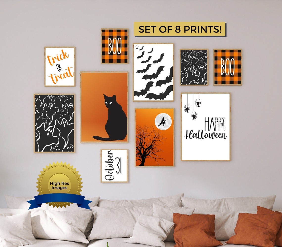 Halloween Prints Halloween Printable Wall Art Set of 8 - Etsy
