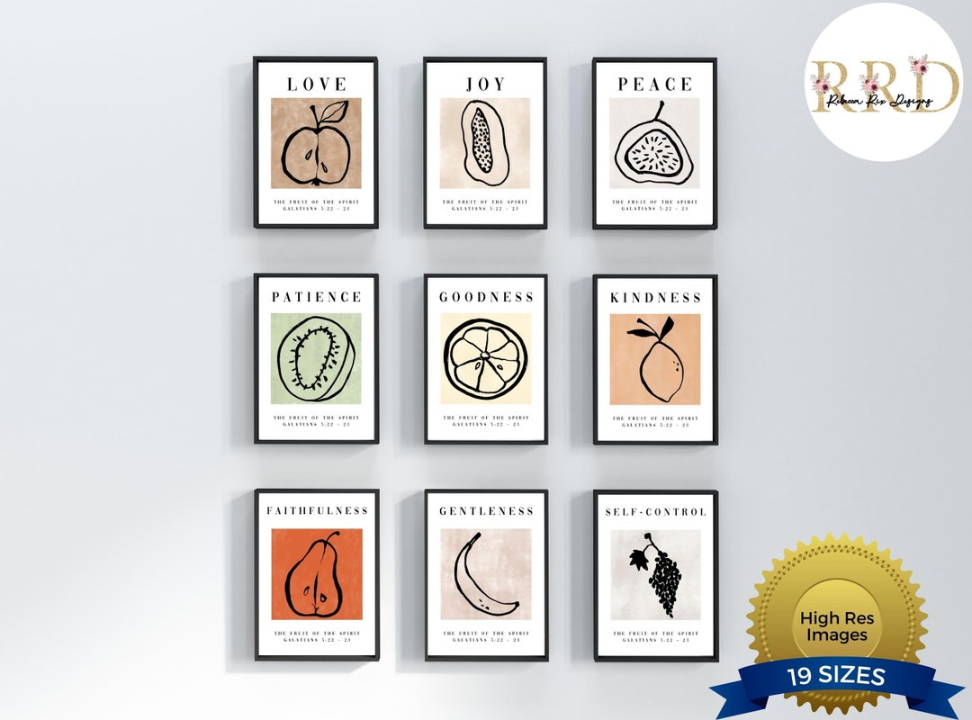 Fruit of the Spirit Printable Wall Art | Set of 9 Prints | Galatians 5 ...