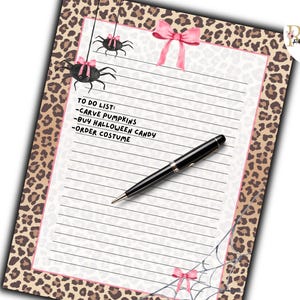 Printable Leopard Stationery Set With Pink Bows | Printable Halloween ...