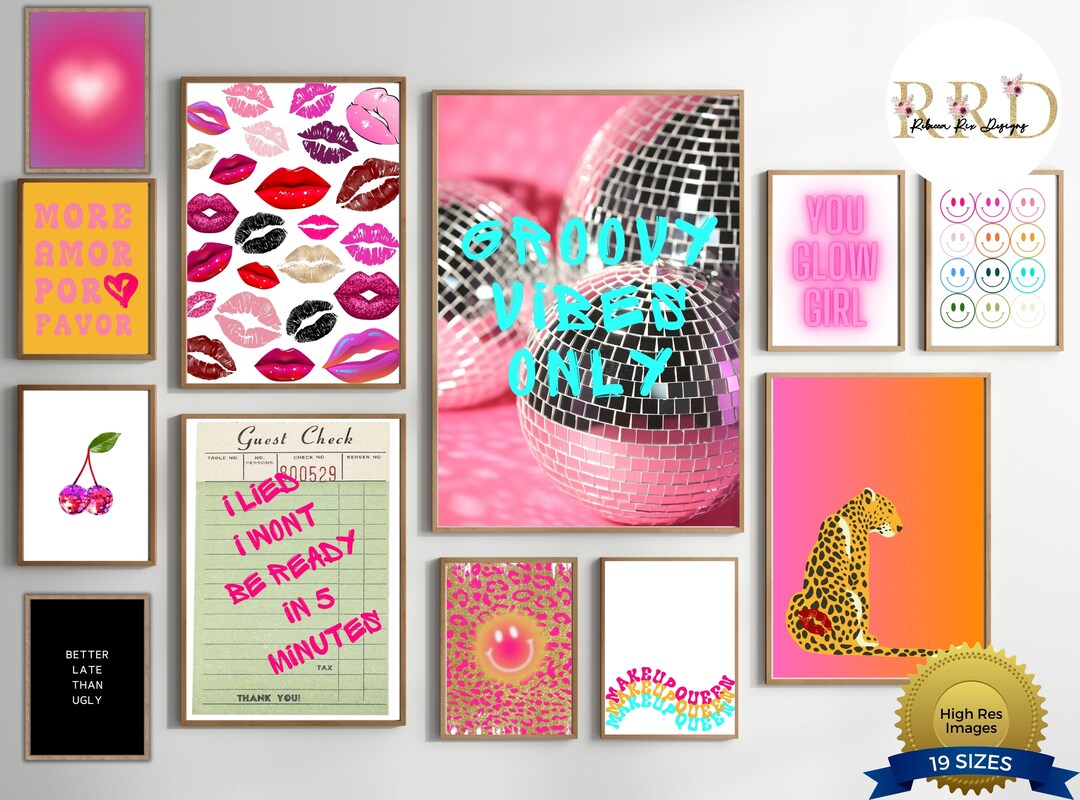 Trendy Gallery Wall Art Set of 12 Prints | Printable Wall Decor | Retro ...