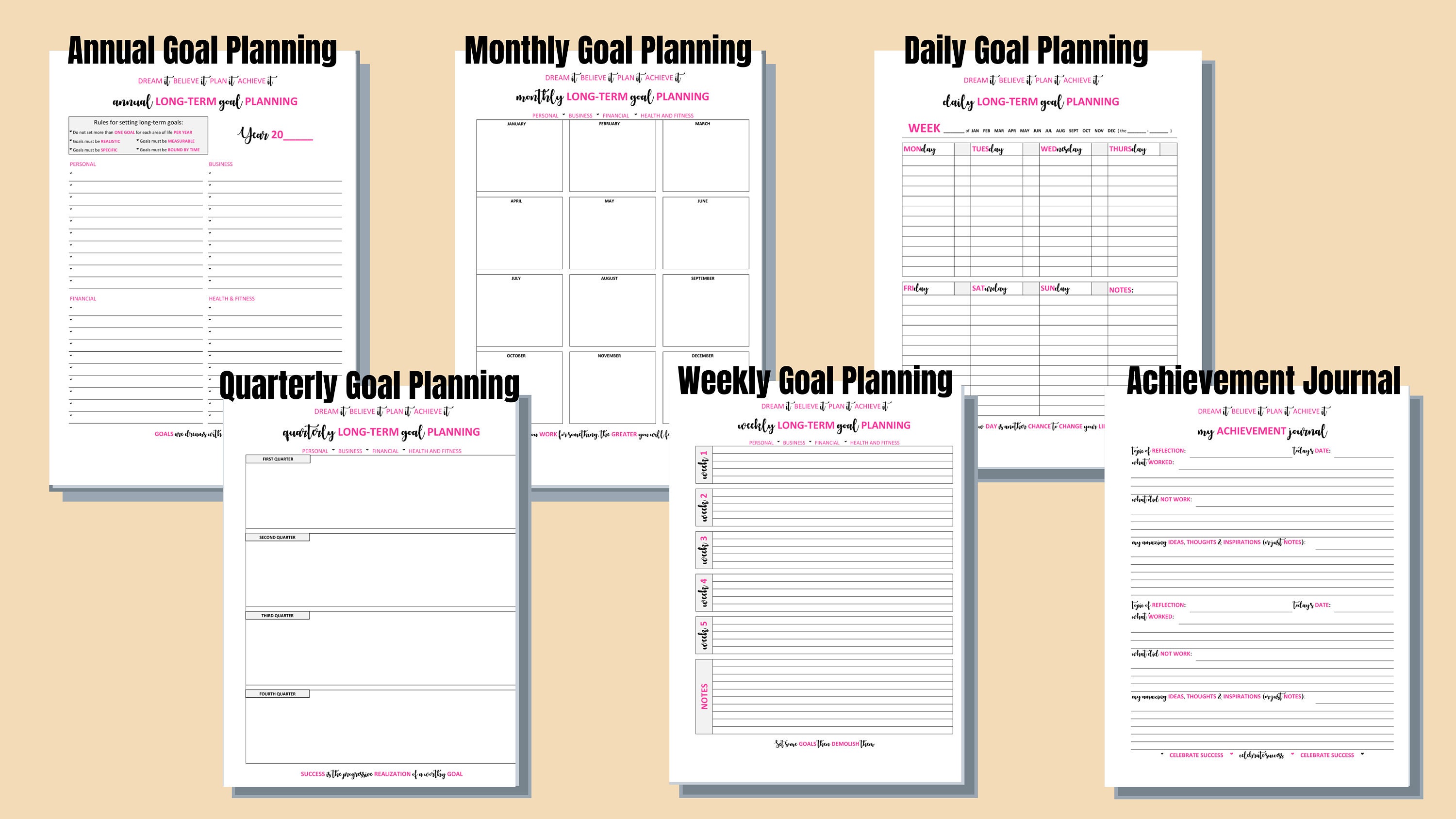 Goal Planner Printable Long Term Goal Tracker Goal Setting - Etsy