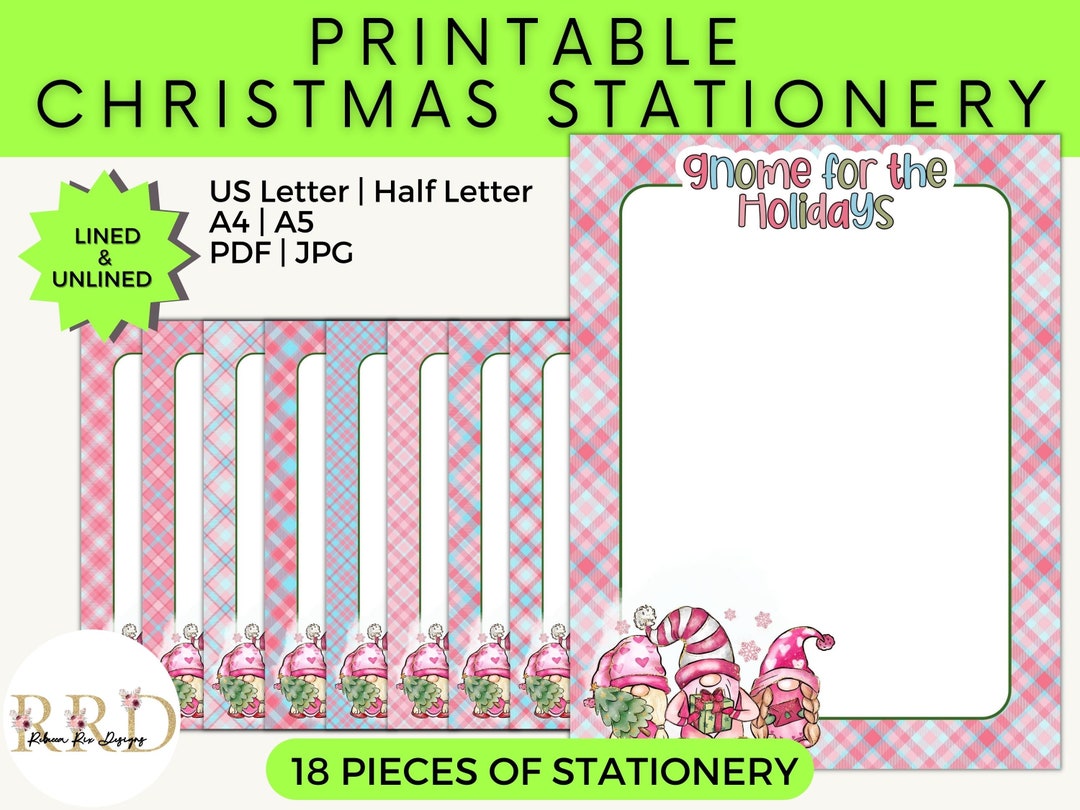 Gnome Christmas Stationery: Printable Holiday Letter Paper (digital ...