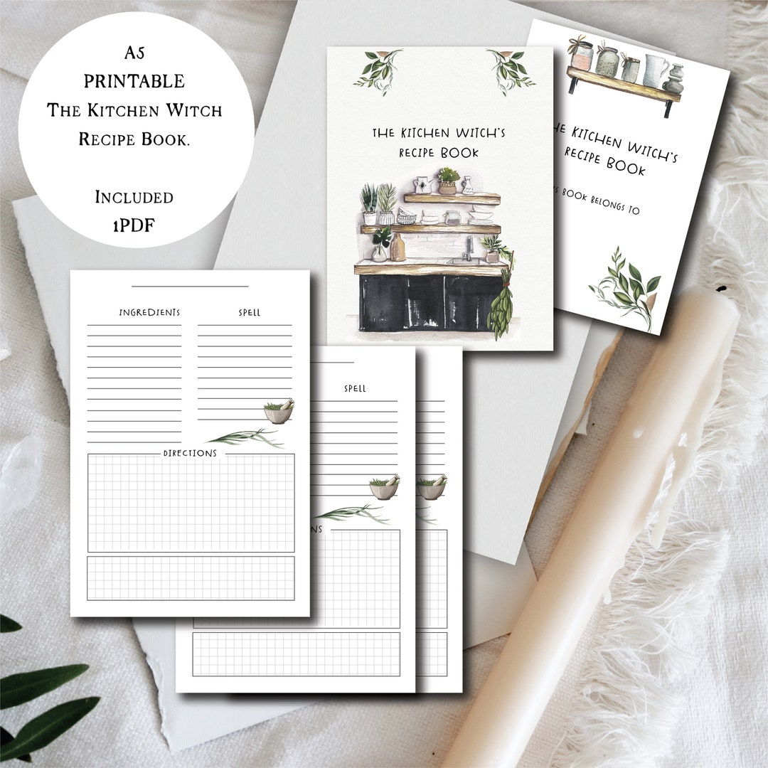 A5 Kitchen Witch Recipe Book : PRINTABLE - Etsy