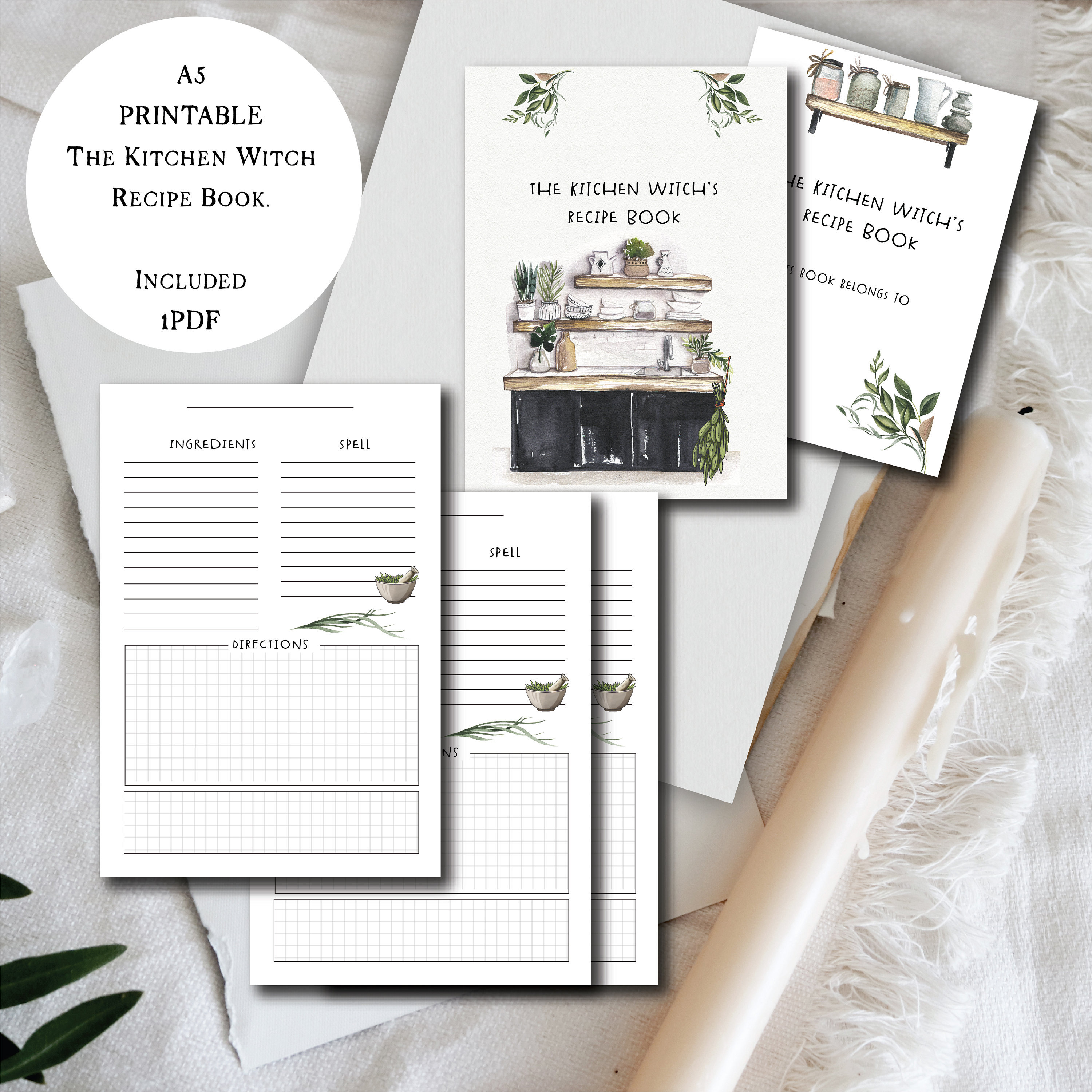 A5 Kitchen Witch Recipe Book : PRINTABLE | Etsy