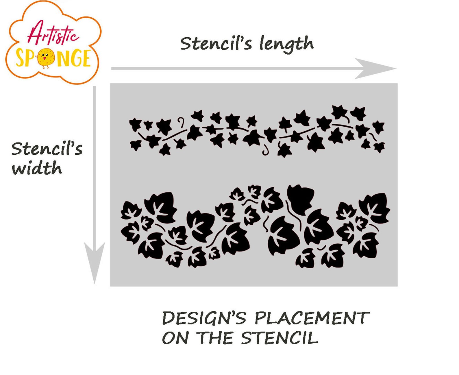 Ivy Leaves Stencil, Reusable Mylar or Self Adhesive, Shabby Chic Decor ...