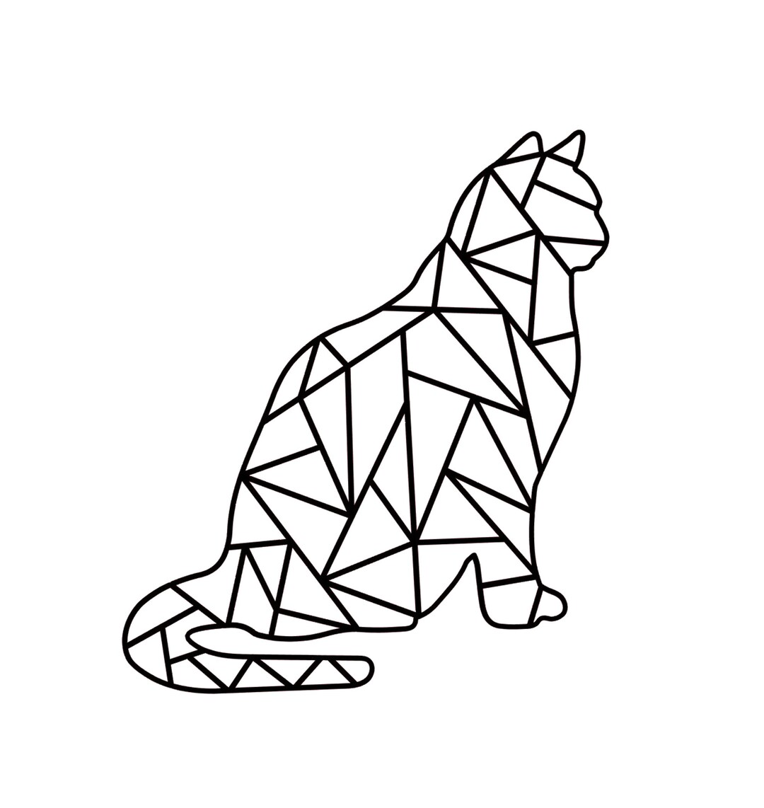 Geometric Cat Stencil - Reusable Mylar or Self Adhesive - Modern DIY ...