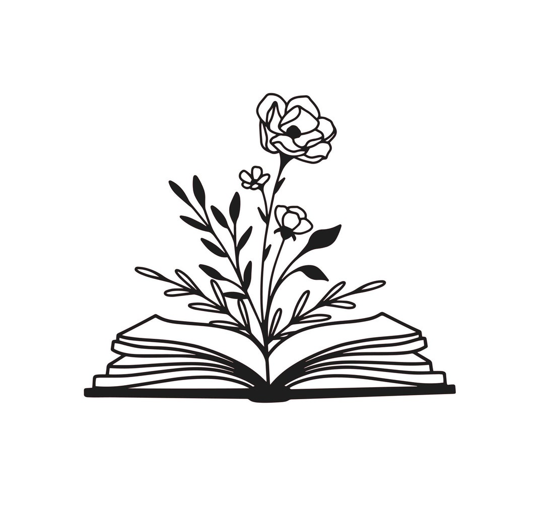 Open Book Flowers Blooming Reusable Stencil Sizes A5 A4 A3 Decor ...