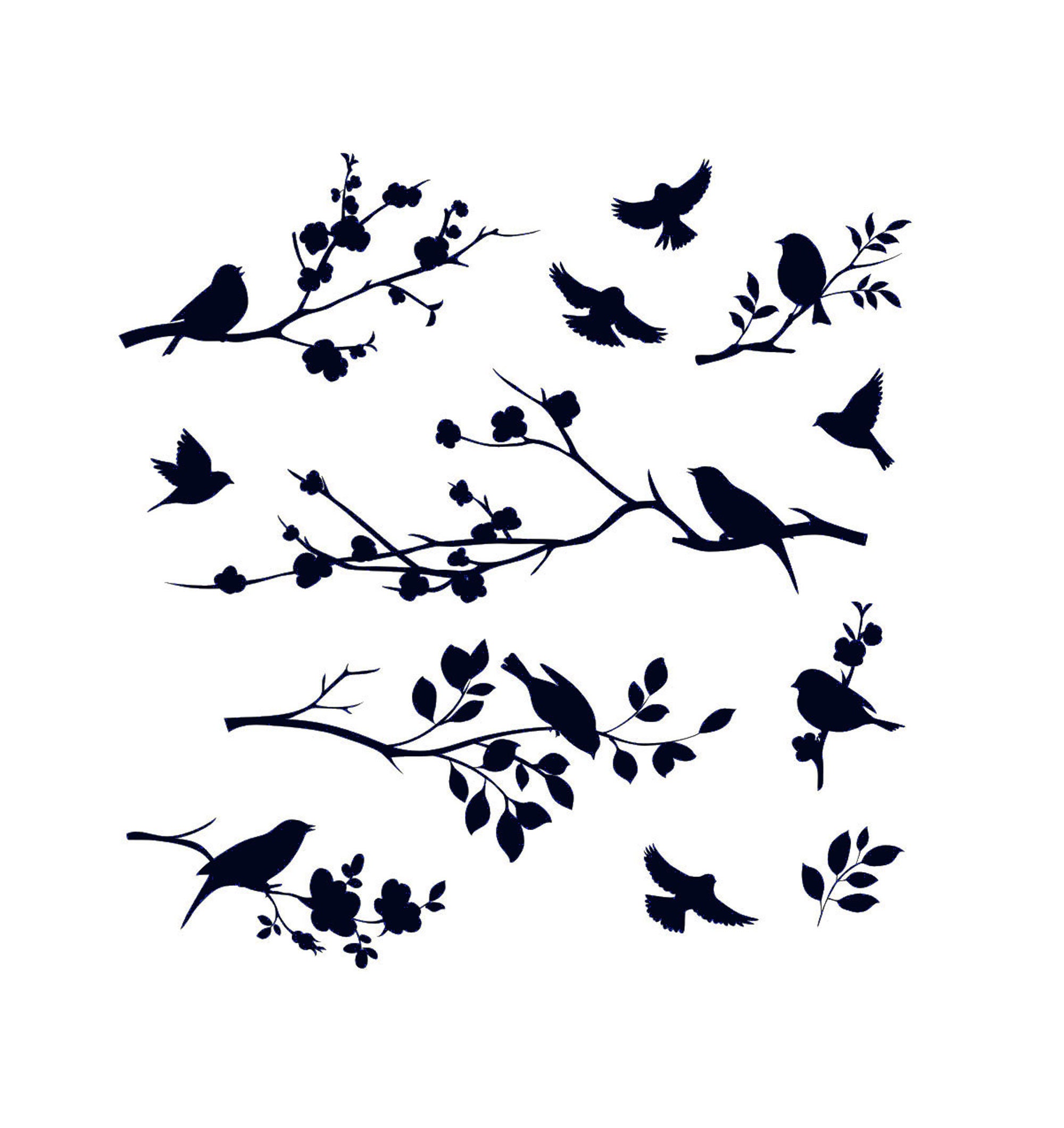 Set of Birds BIG SIZES Reusable Mylar Stencil or Self Adhesive Stencil ...