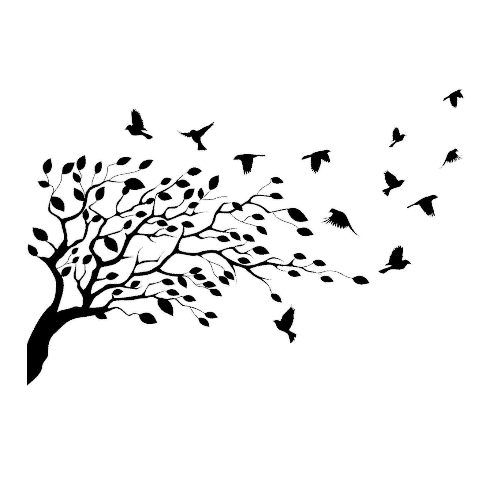 Tree Flying Away Birds BIG SIZES Reusable Mylar Stencil or - Etsy UK