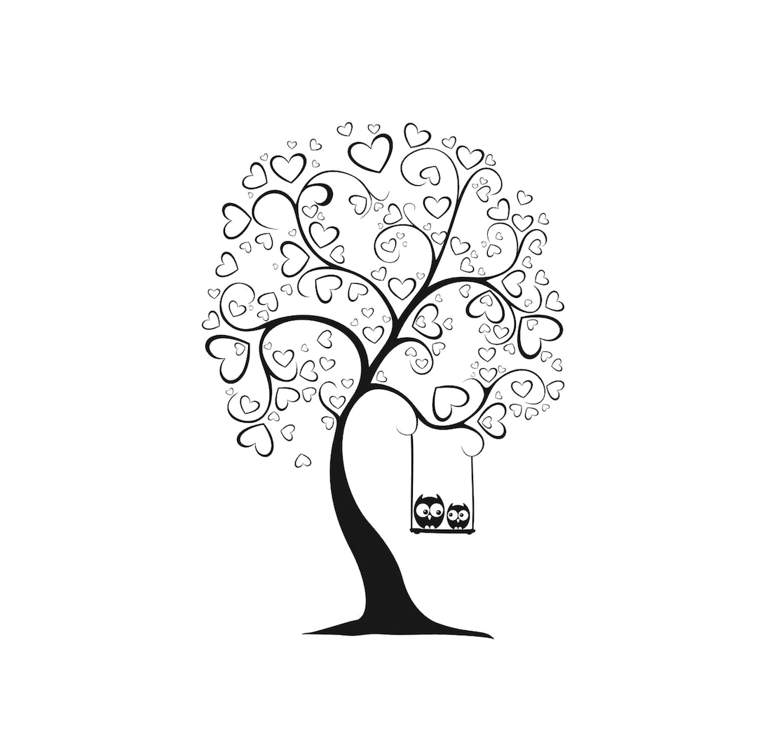 Love Owls Heart Tree BIG SIZES Art Craft Reusable Mylar Stencil or Self ...