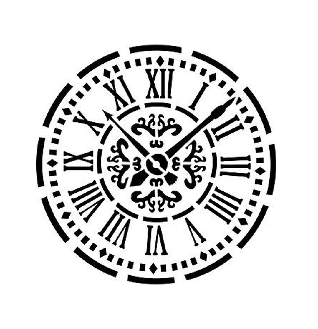 Modern Clock BIG SIZES Reusable Stencil or Self Adhesive One Use ...