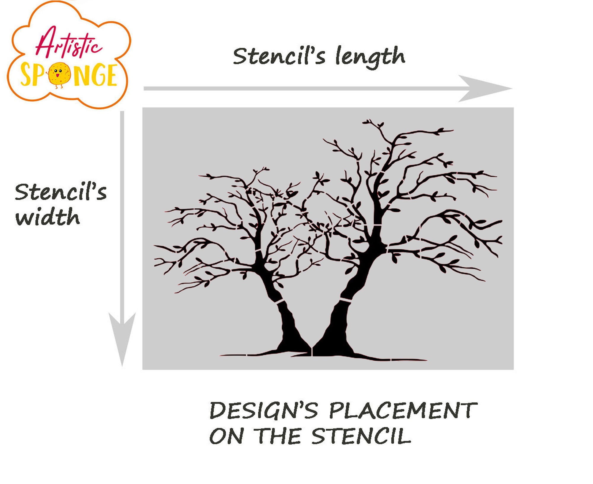Two Trees Reusable Stencil Sizes A5 A4 A3 Craft Flora Nature Shabby ...