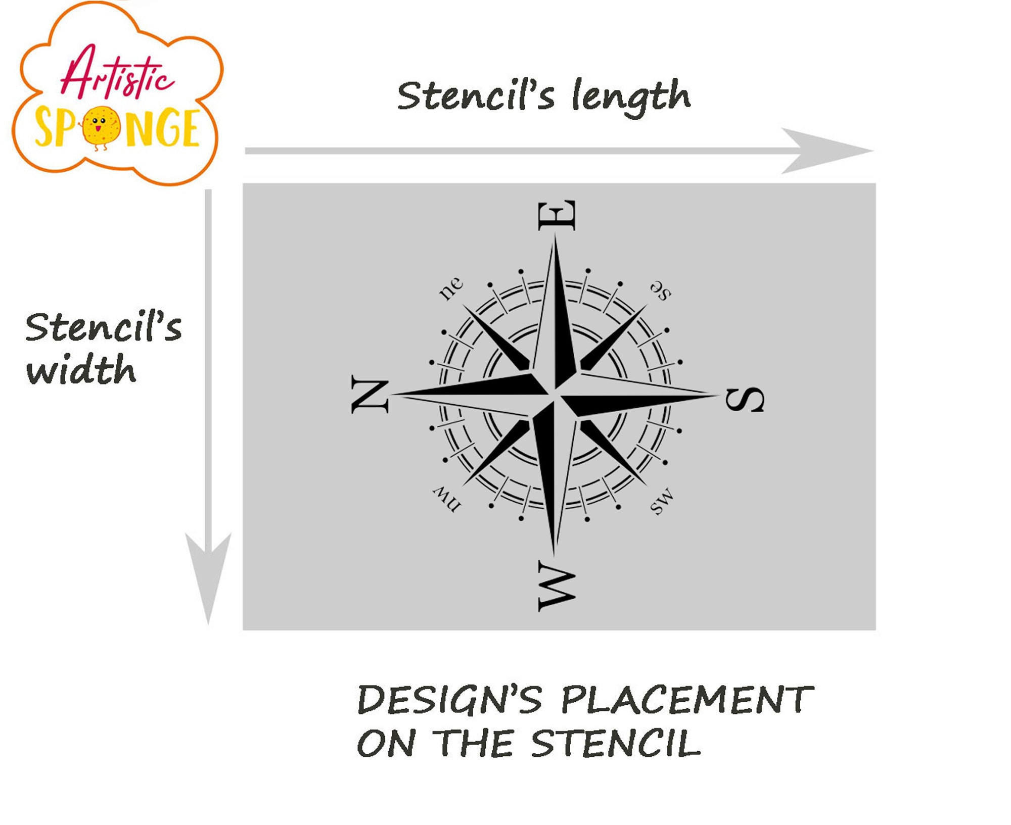 Wind Rose Navigation Compass Reusable Stencil A5 A4 A3 Travel - Etsy