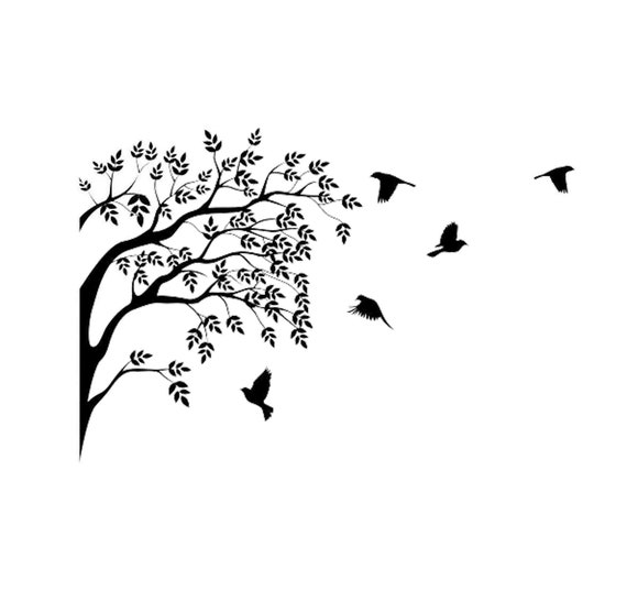 Birds and Branch BIG SIZES Reusable Mylar Stencil or Self - Etsy