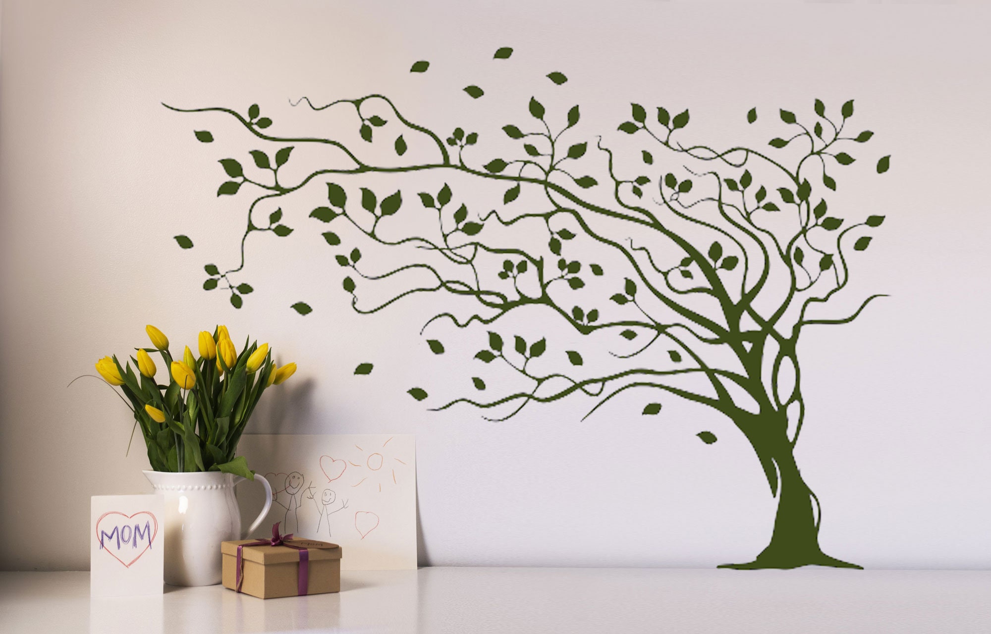 Willow Tree Wind BIG SIZES Reusable Mylar Stencil or Self Adhesive ...