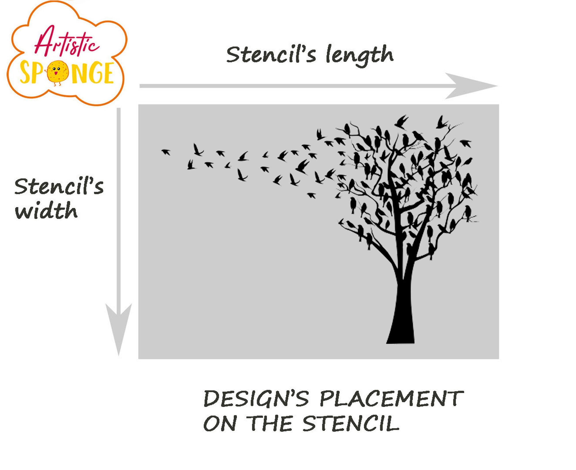 Tree Full of Birds Reusable Stencil Sizes A5 A4 A3 Craft Flora - Etsy