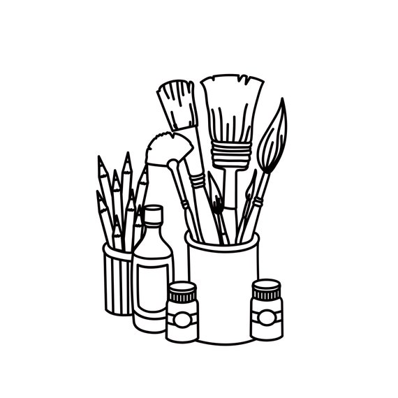 Paint Supplies Clip Art Black And White
