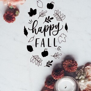 Happy Fall Autumn Leaves BIG SIZES Reusable Mylar Stencil or Self Adhesive Stencil Art Craft ...