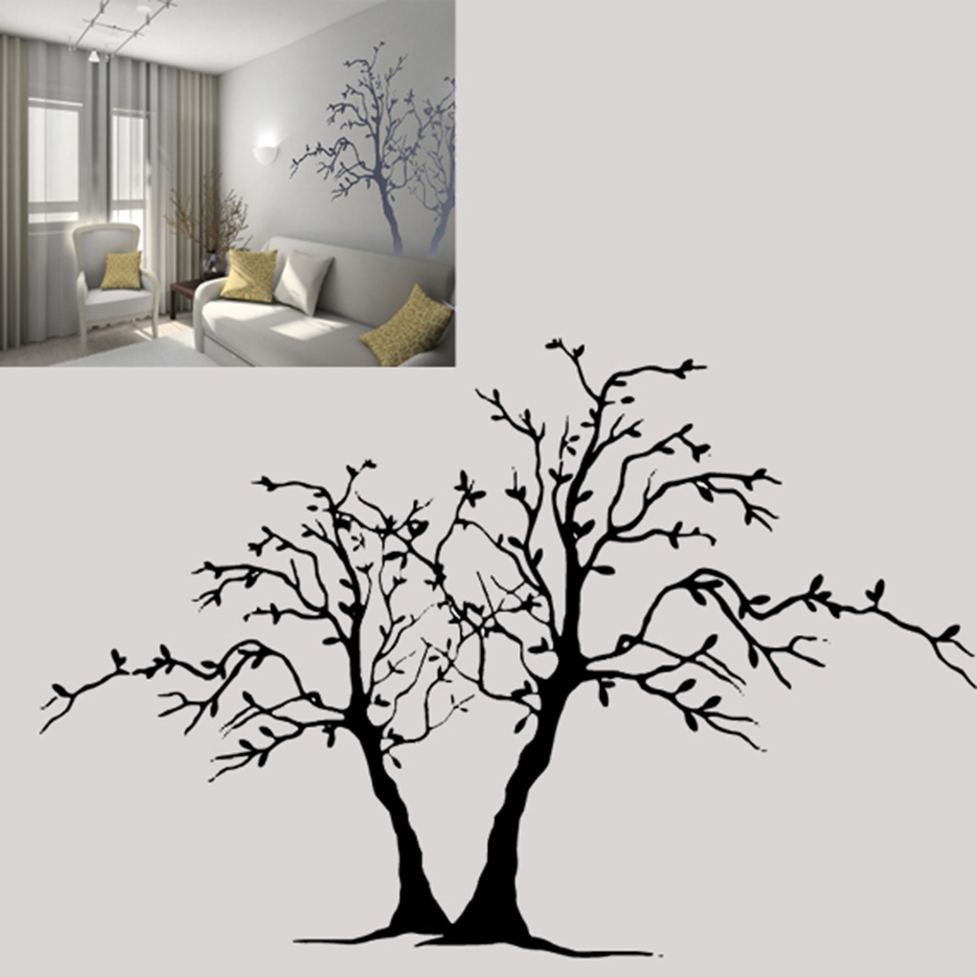 Two Trees Reusable Stencil Sizes A5 A4 A3 Craft Flora Nature | Etsy