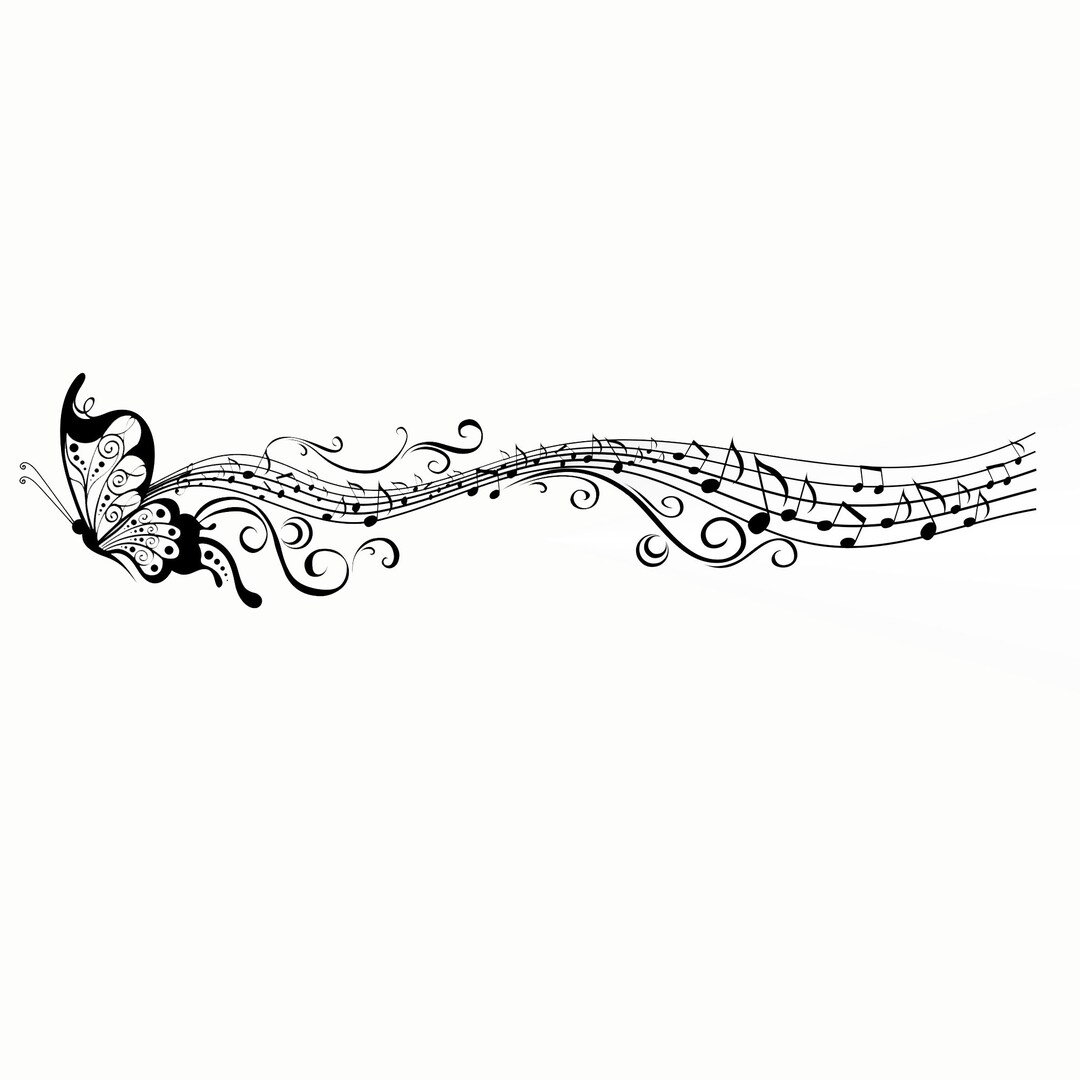 Music Notes Butterfly Reusable Stencil Sizes A5 A4 A3 Song Sing ...
