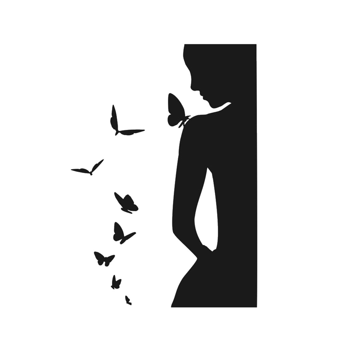 Woman With Butterflies BIG SIZES Reusable Mylar Stencil or Self ...
